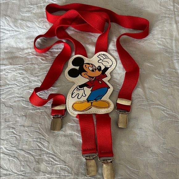 Disney | Accessories | Vintage Kids Red Mickey Character Suspenders ...